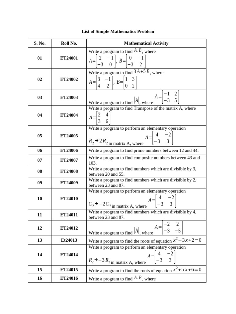 TAE-I Activity Based Learning (ABL) | PDF | Matrix (Mathematics ...