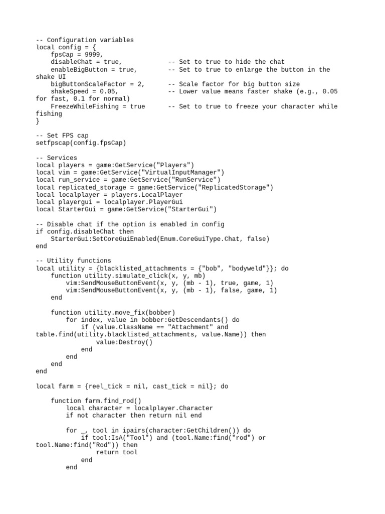 Roblox Fishing Script Config | PDF | Computer Programming | Computing