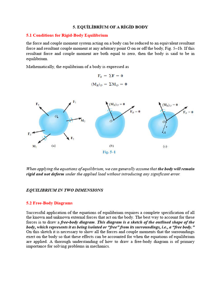 Equilibrium of A Rigid Body | PDF | Force | Weight