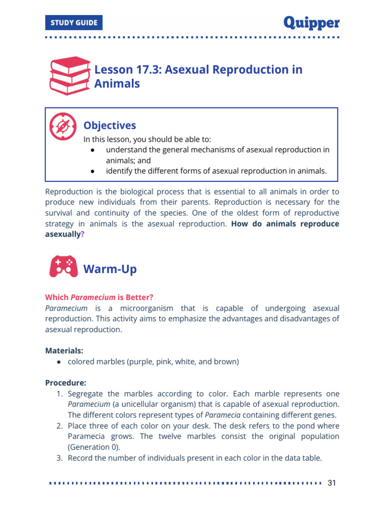 Asexual and Sexual Reproduction of Animals | PDF | Reproduction ...