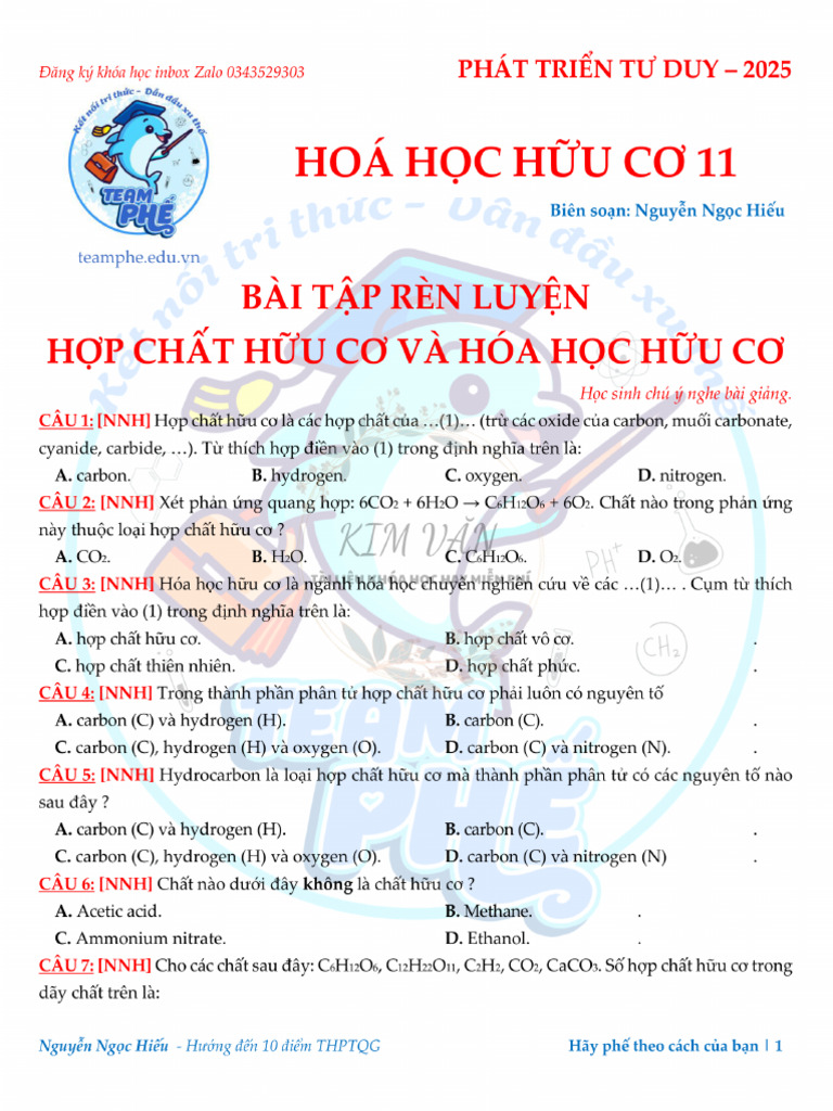 Bai Tap Ren Luyen Hop Chat Huu Co Va Hoa Hoc Huu Co | PDF