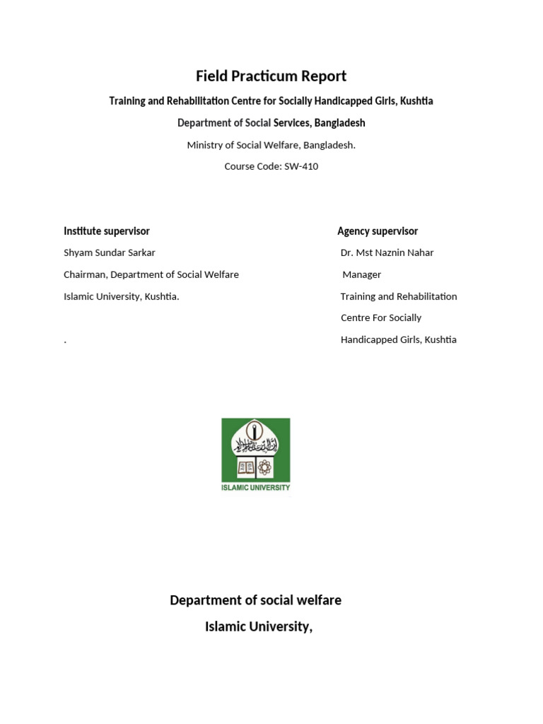 My Field Practicum Report | PDF | Social Work