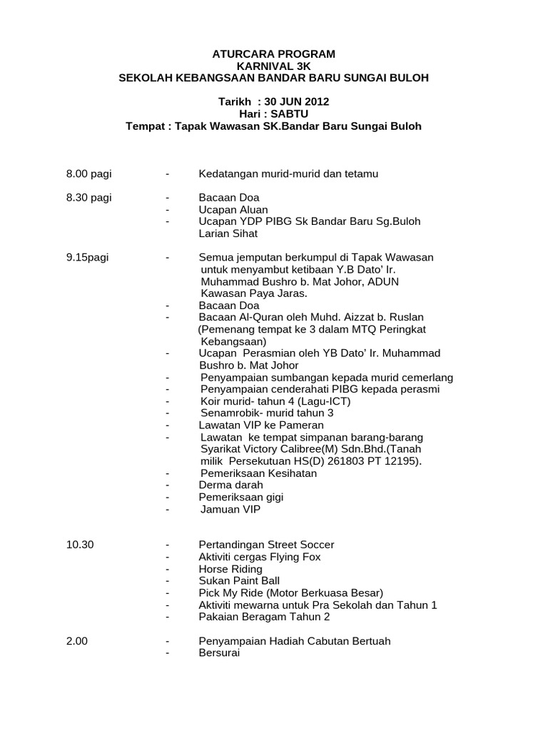 ATURCARA PROGRAM - Perasmibushro | PDF