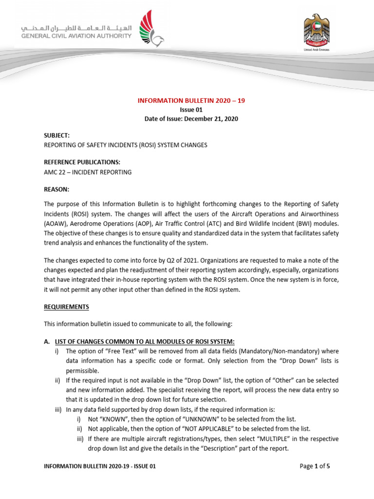 Information Bulletin 2020-19 - Rosi System Changes - Issue 01 | PDF ...