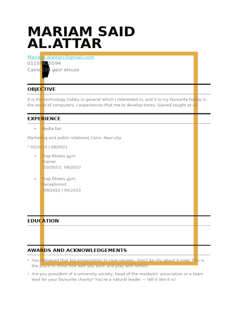 Mariam Said Al - Attar: 01154825594 Cairo, 228 Gesr Elsuze | PDF ...