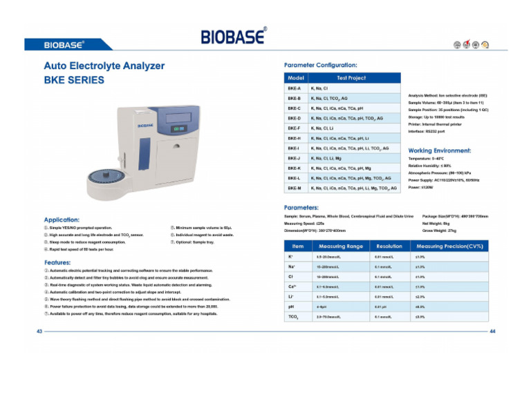 Bke Series Electrolyte Analyzer | PDF