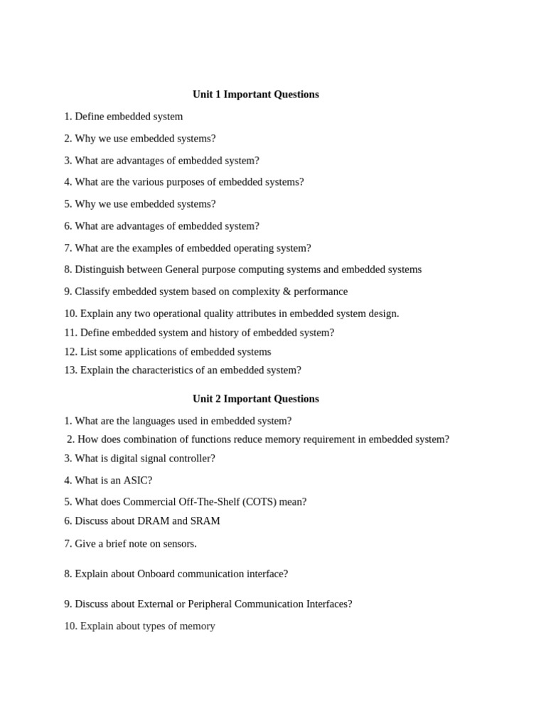 ESD Important Questions | PDF | Embedded System | Computer Science