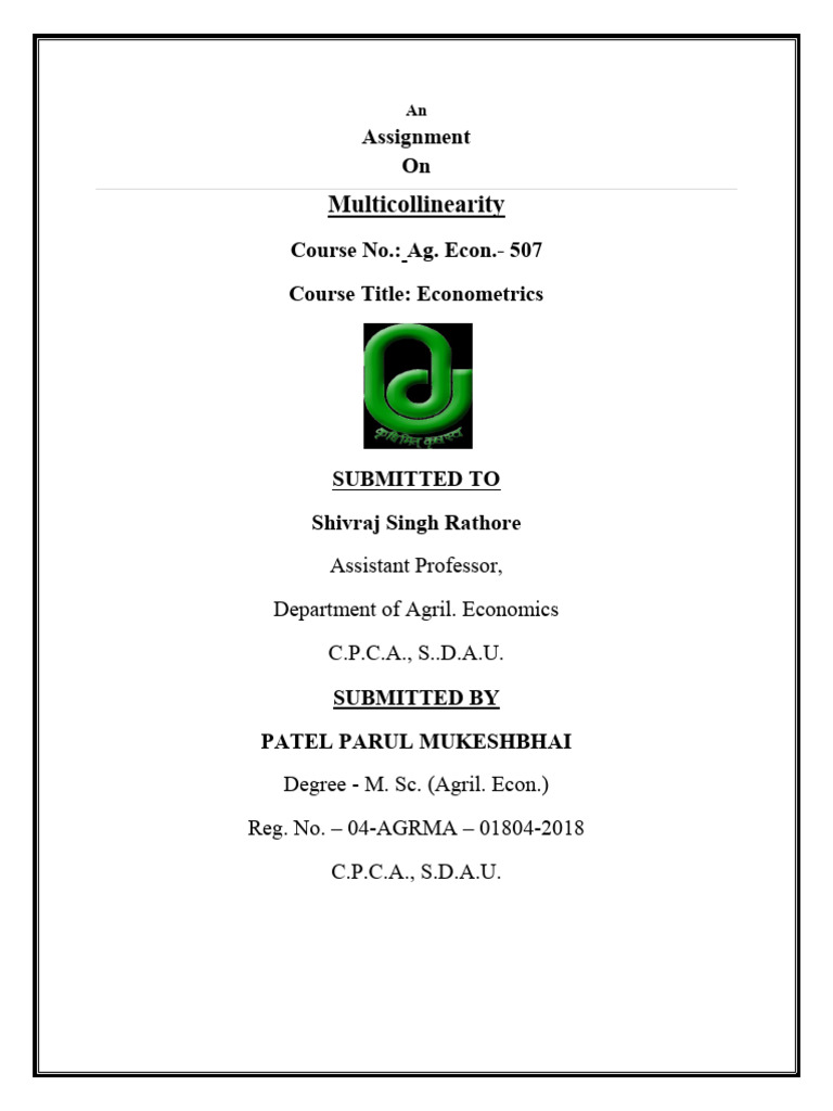 MULTICOLLINEARITY | PDF | Multicollinearity | Dependent And Independent Variables