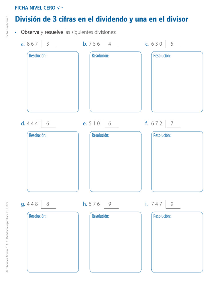 División de 3 Cifras en El Dividendo y 1 en El Divisor | PDF