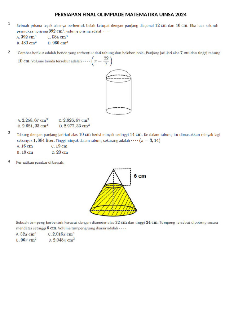 Persiapan Final Olimp Uinsa 2024 | PDF