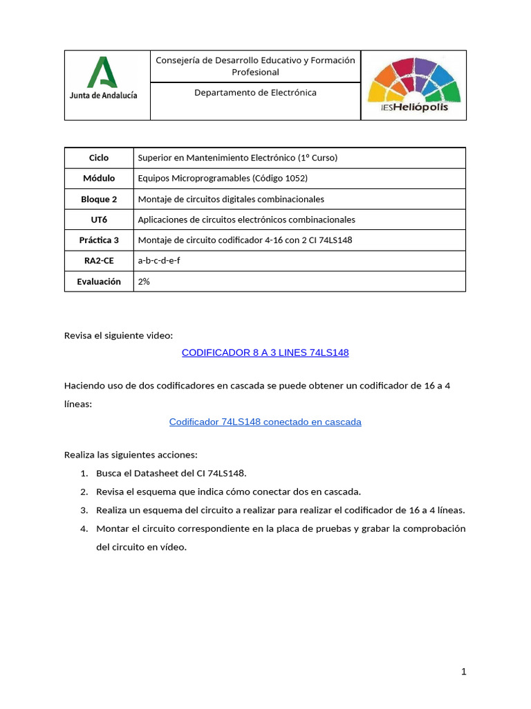 Montaje de Circuito Codificador 4-16 | PDF