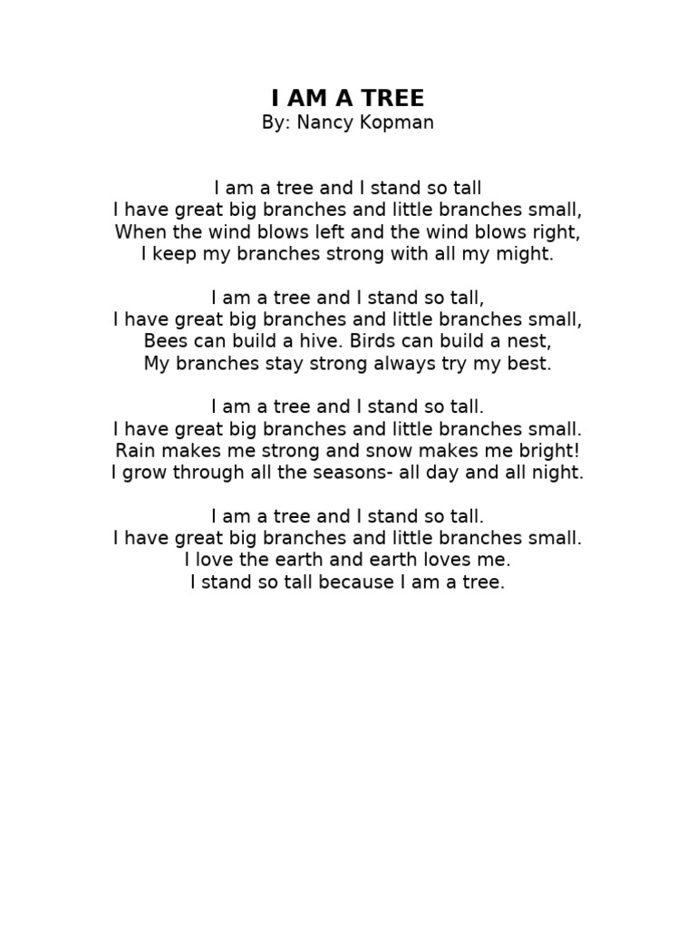 I Am a Tree by Nancy Kopman | PDF