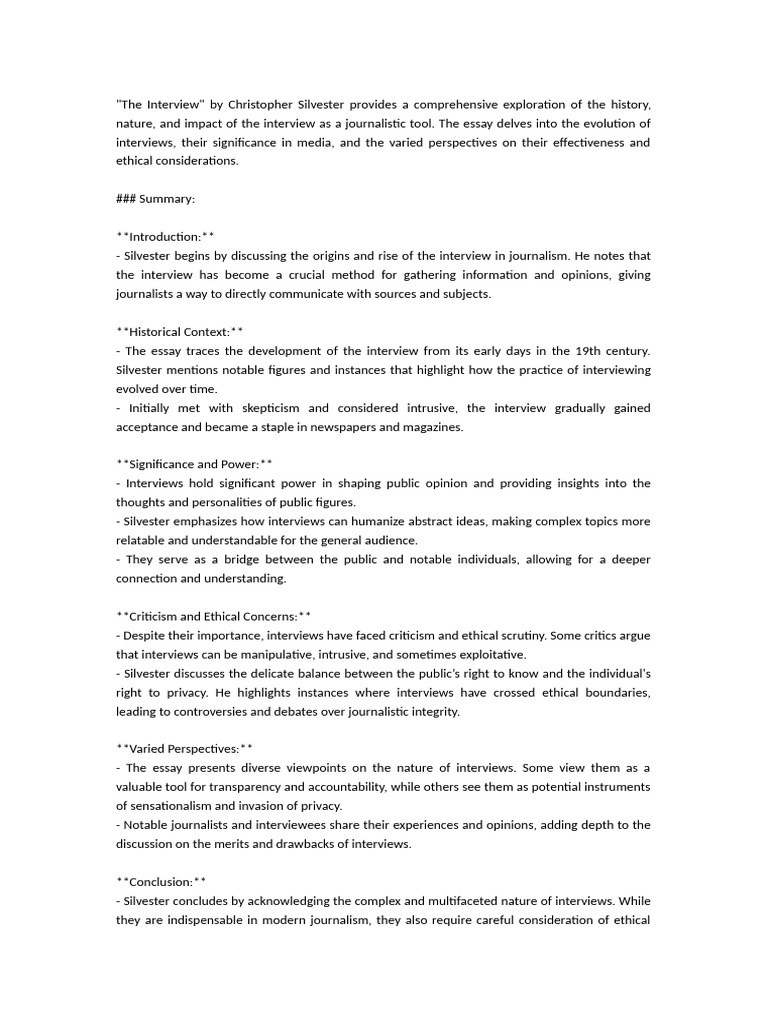 The Evolution and Ethics of Interviews | PDF | Journalism | Human ...