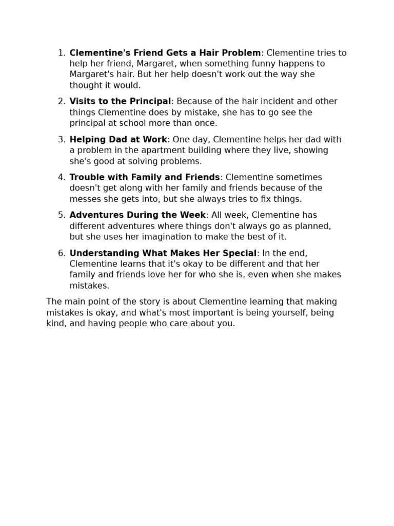 Clementine' Novel - Summary & Main Events | PDF