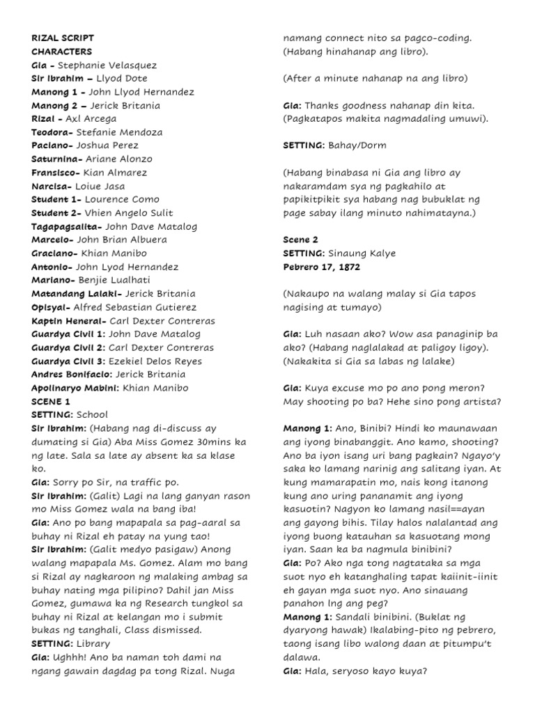 Rizal Script 1 | PDF