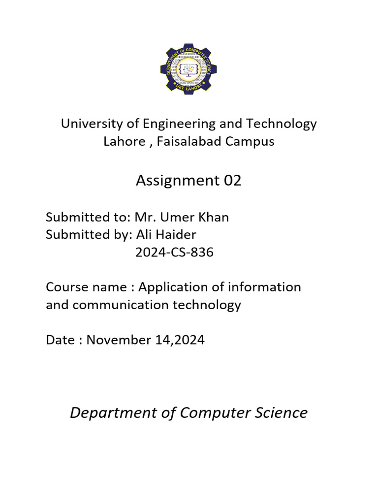 ICT Assignment 02ali | PDF | Computer Data Storage | Random Access Memory