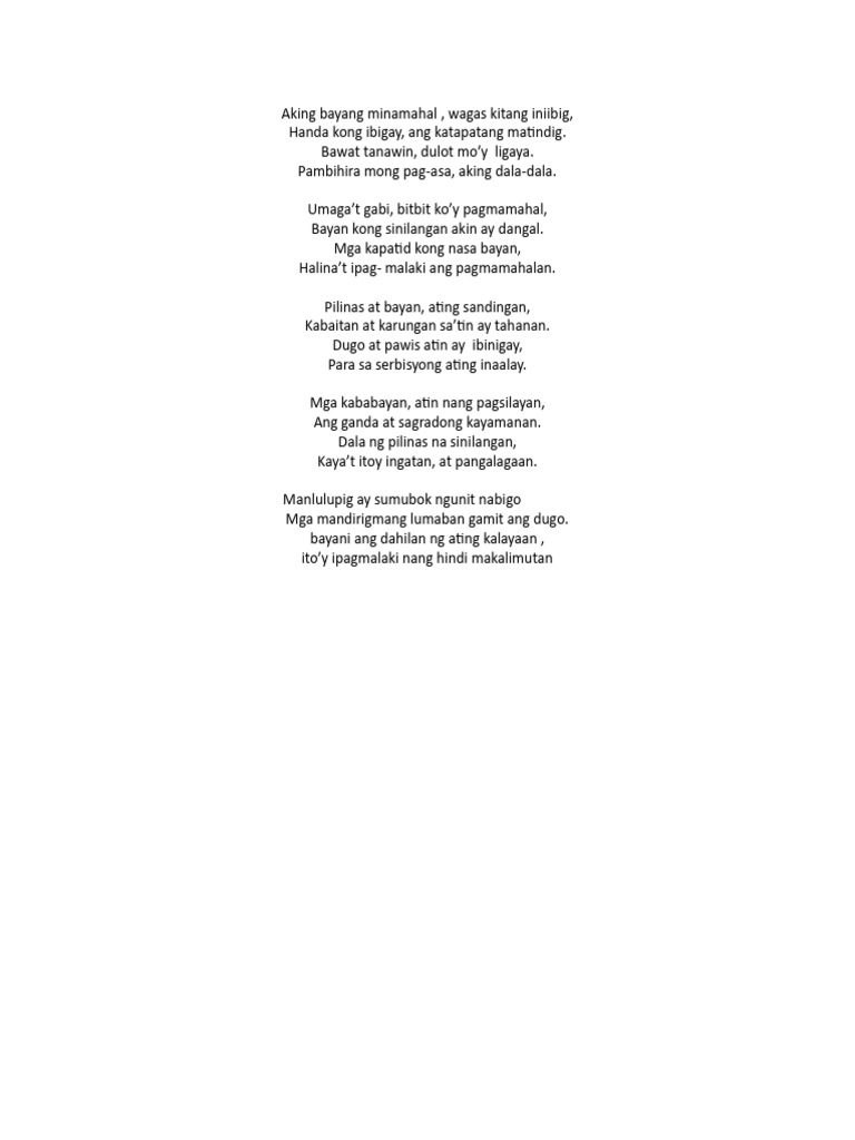 Tula-Pag Mamahal Sa Bayan | PDF