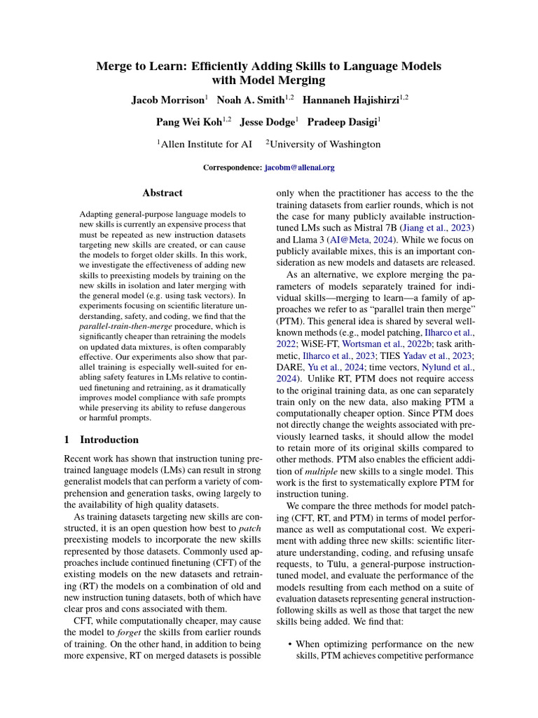 Merge To Learn: Efficiently Adding Skills To Language Models With Model ...