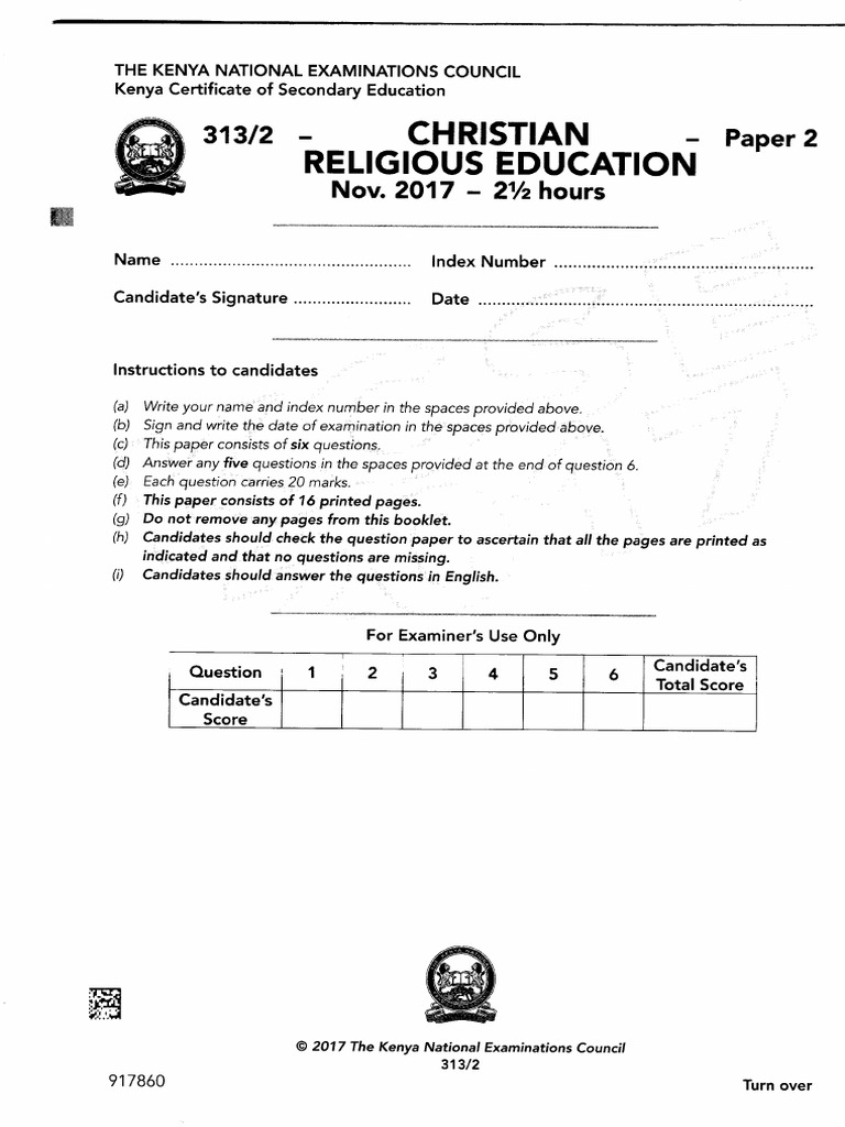 Kcse - 2017 Cre PP2 | PDF