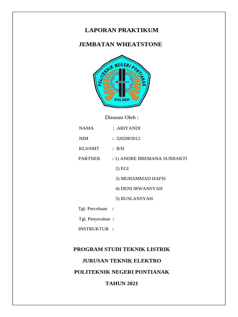 Cover Lab 2b-Jembatan Wheatstone | PDF | Teknologi & Rekayasa