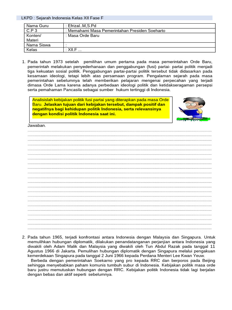 LKPD CP.3 Pemerintahan Orde Baru | PDF | Politik | Ilmu Sosial