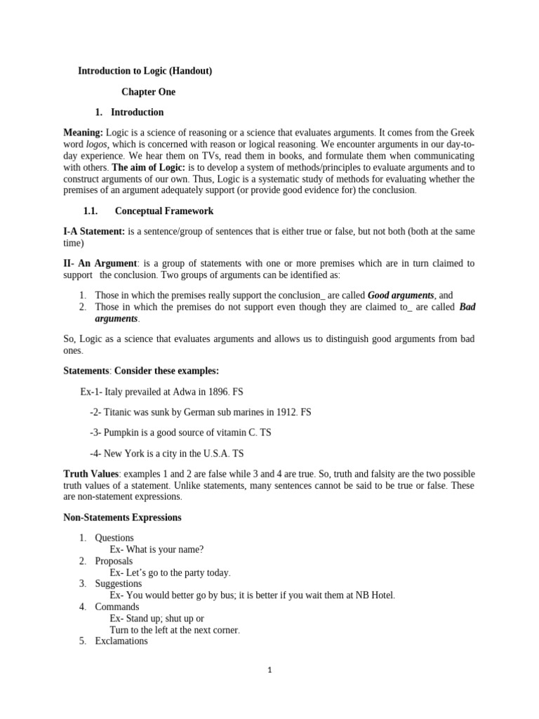 Logic 1 | PDF | Argument | Deductive Reasoning