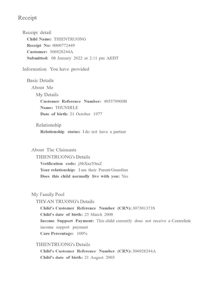 Advise Parental Income Receipt | PDF