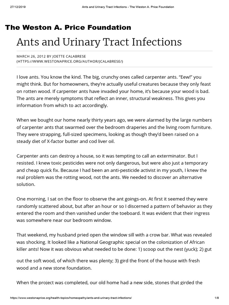 Ants and Urinary Tract Infections - The Weston A. Price Foundation ...
