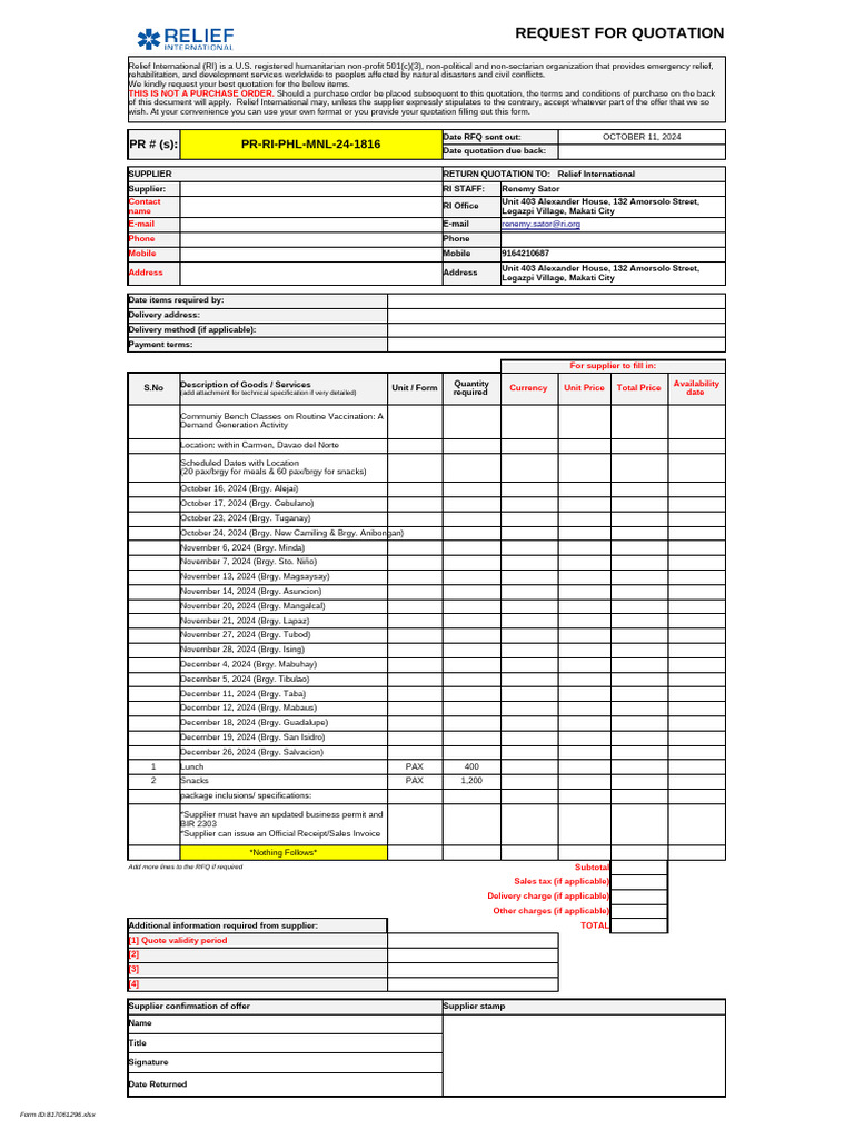 RFQ - BCommunity Bench Classes | PDF | Specification (Technical Standard) | Business