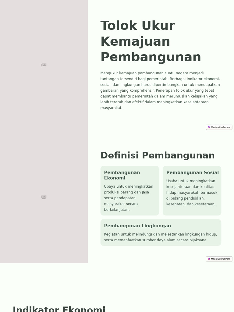 Tolok Ukur Kemajuan Pembangunan | PDF