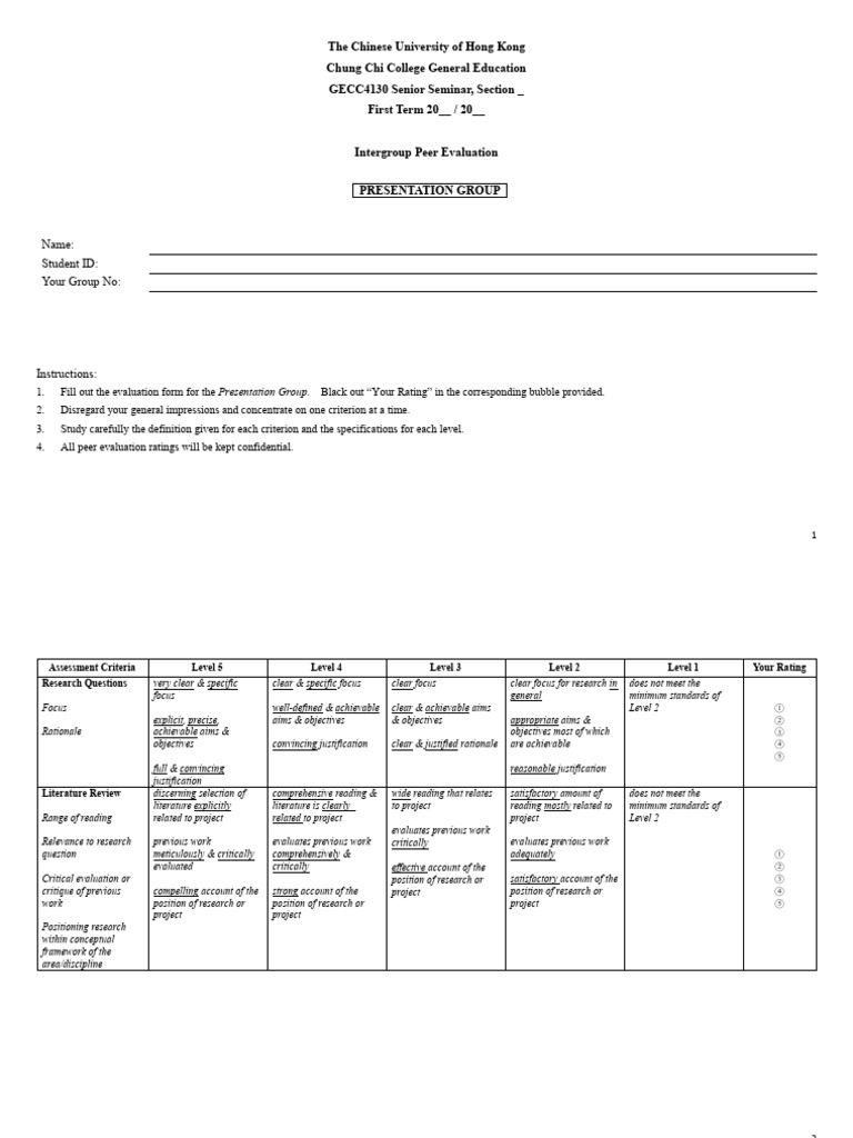 Marking Criteria and Standards | PDF | Methodology | Evaluation