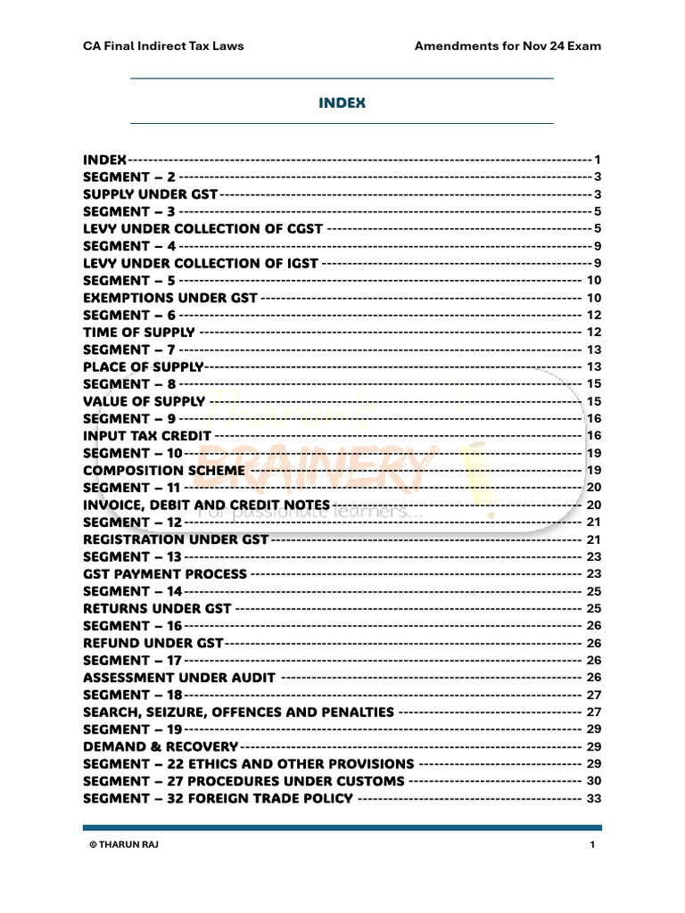 Summary On IDT Amendments For Nov 24 by Tharuns Brainery | PDF | Value Added Tax | Taxes