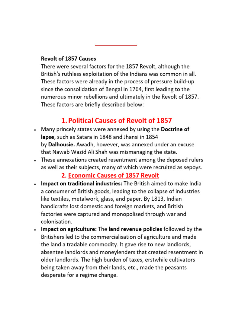 The Uprising of 1857 Q RECAP | PDF | Indian Rebellion Of 1857 | British ...