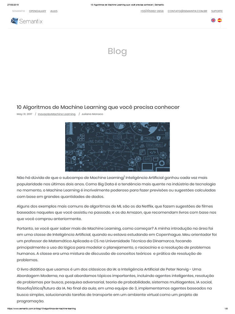 Algoritmos de Machine Learning Que Você Precisa Conhecer - Semantix ...
