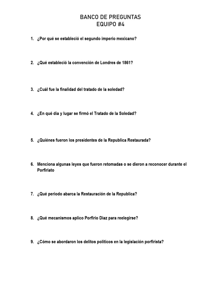 Banco de Pregunta | PDF