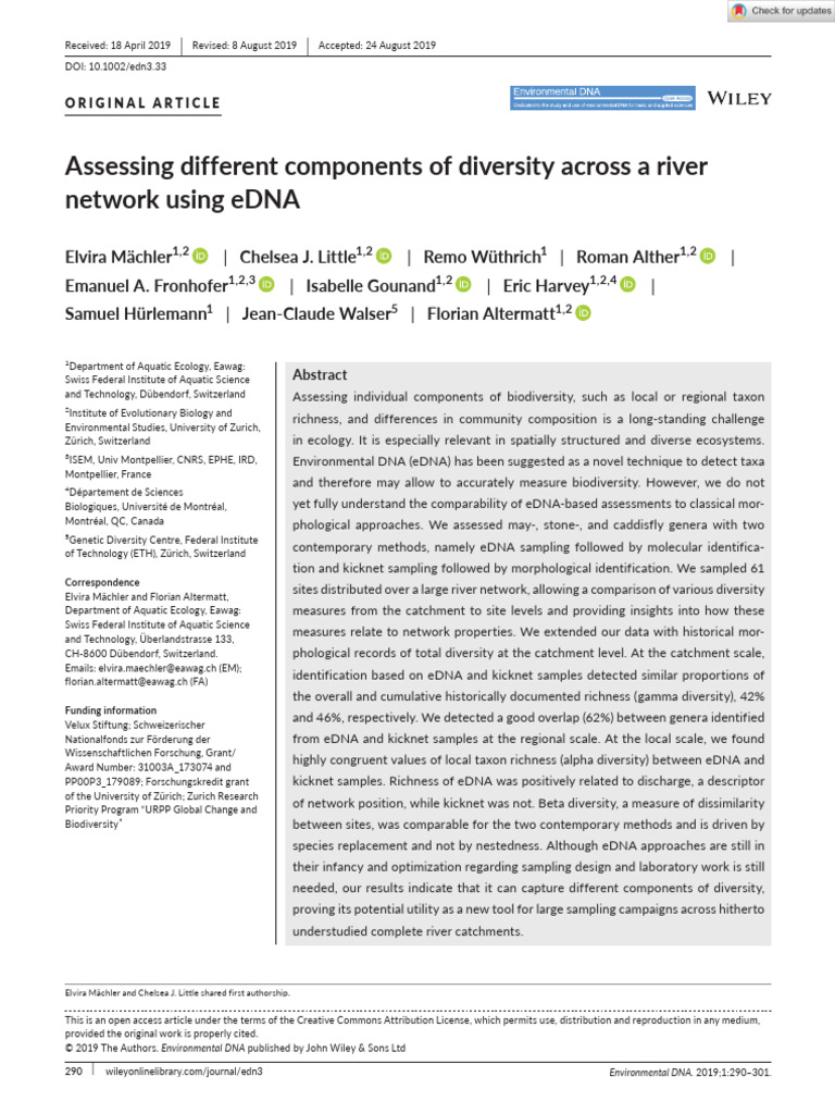 Environmental DNA - 2019 - M Chler - Assessing Different Components of ...