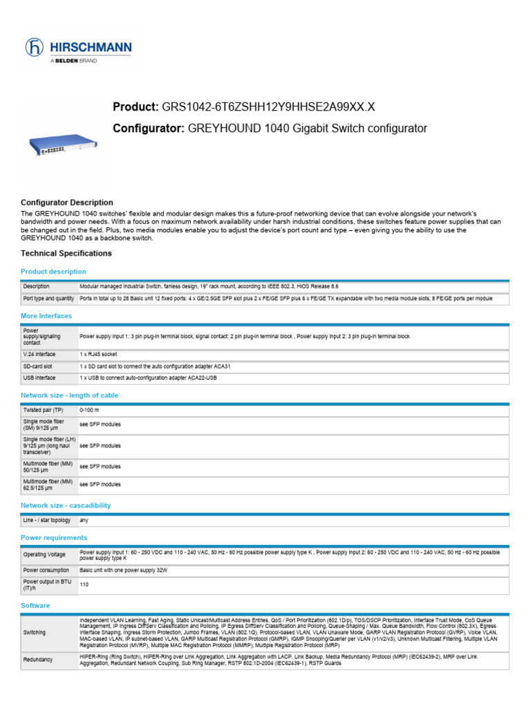 GRS1042-6T6ZSHH12Y9HHSE2A99XXX Techdata | PDF | Radius | Telecommunications