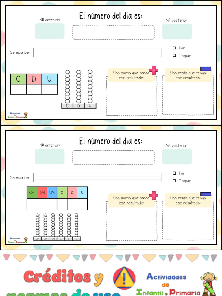 Plantilla Numero Del Dia | PDF