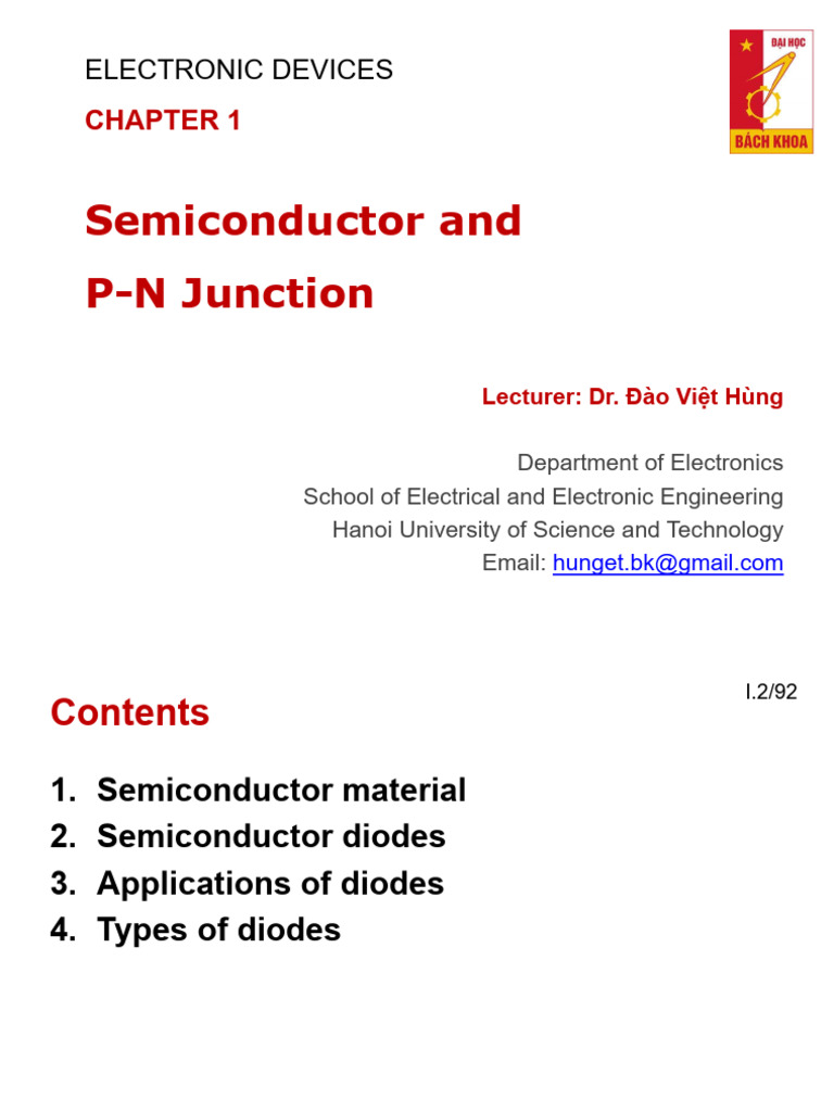 CHP 1 - Semiconductor and P-N Junction | PDF | P–N Junction | Semiconductors