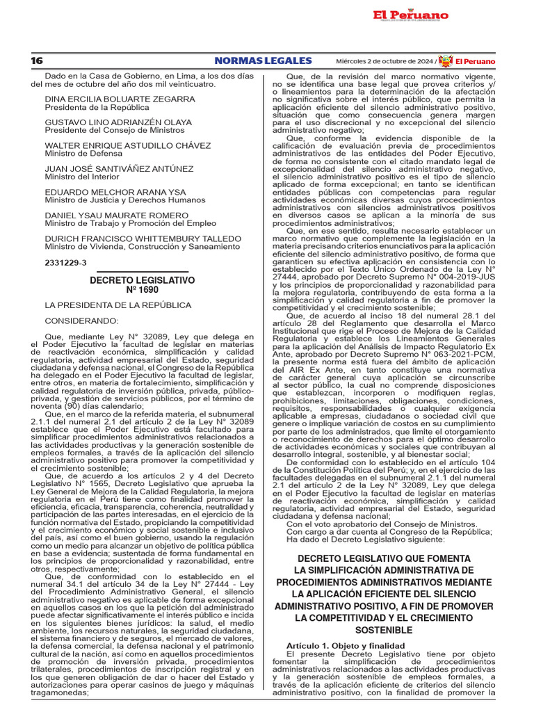 (2024 Peru) DECRETO LEGISLATIVO #1690 | PDF | Gobierno | Gobernancia