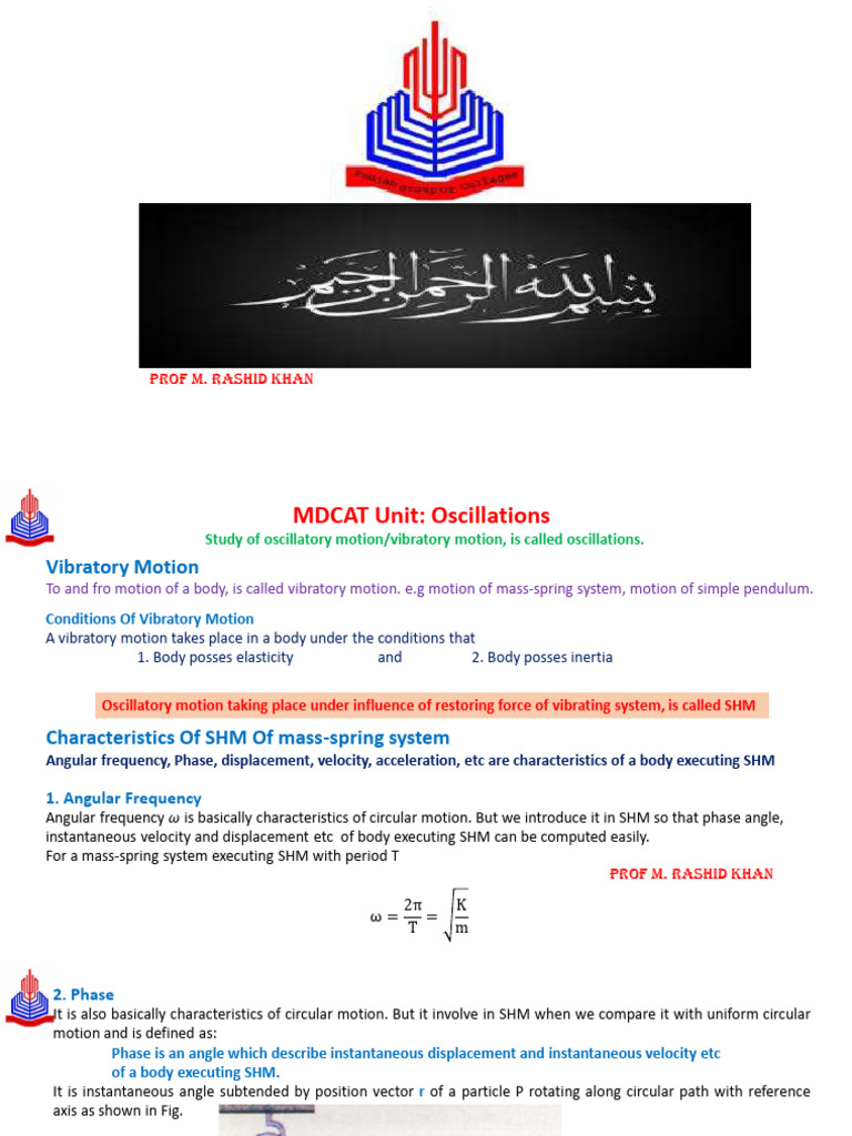 Understanding Oscillations and SHM Concepts | PDF | Resonance | Oscillation