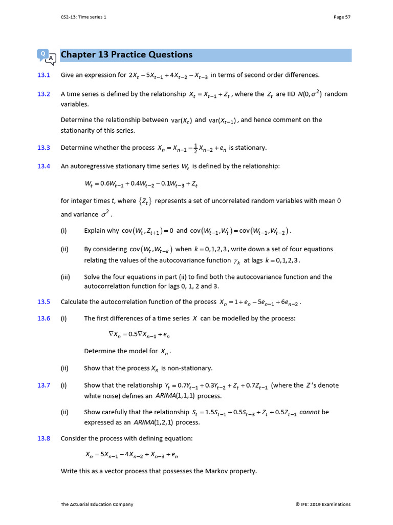 Time Series Analysis Practice Questions | PDF | Autoregressive ...