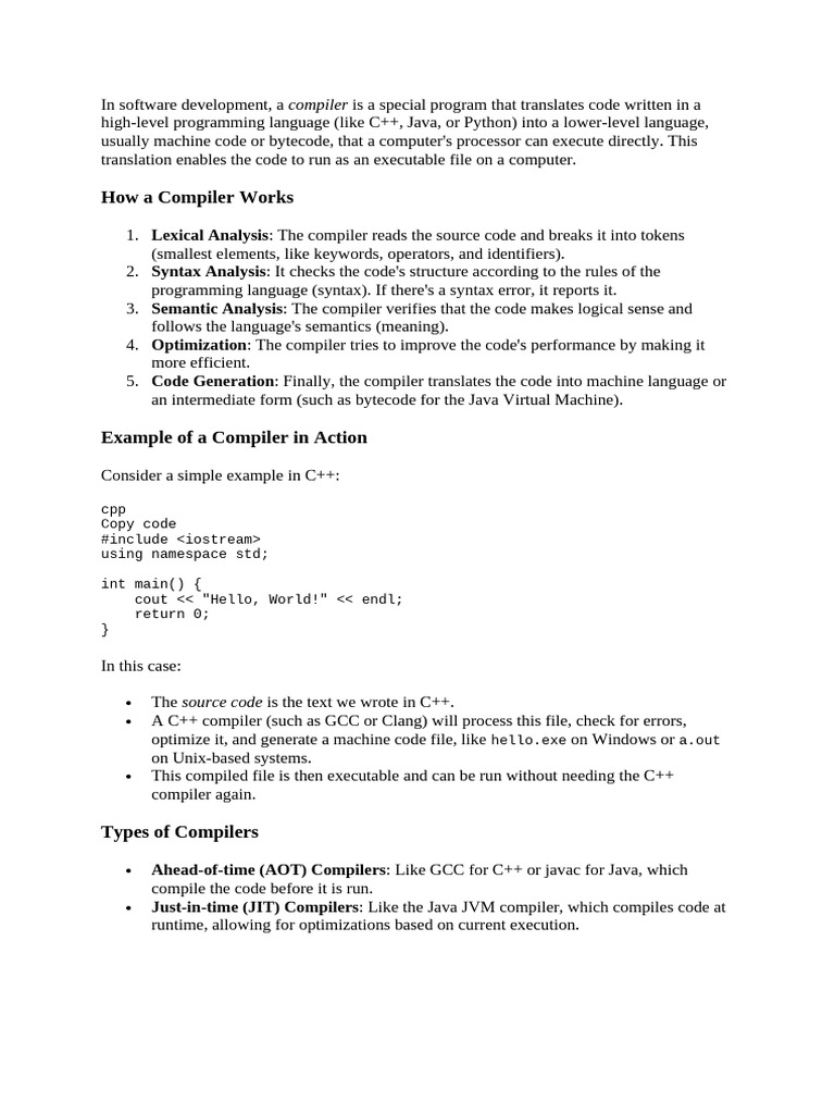 Compiler Basics for Developers | PDF