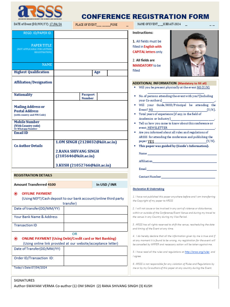 Arsss Registration Form | PDF | Banks | Payments