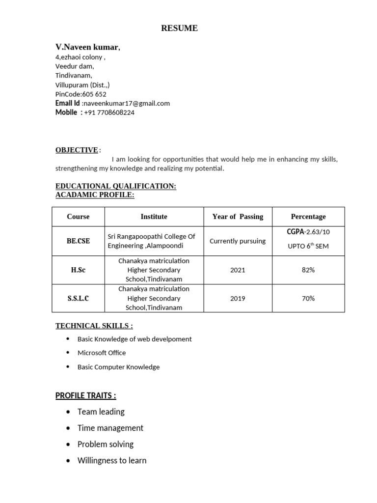 Naveen Resume | PDF