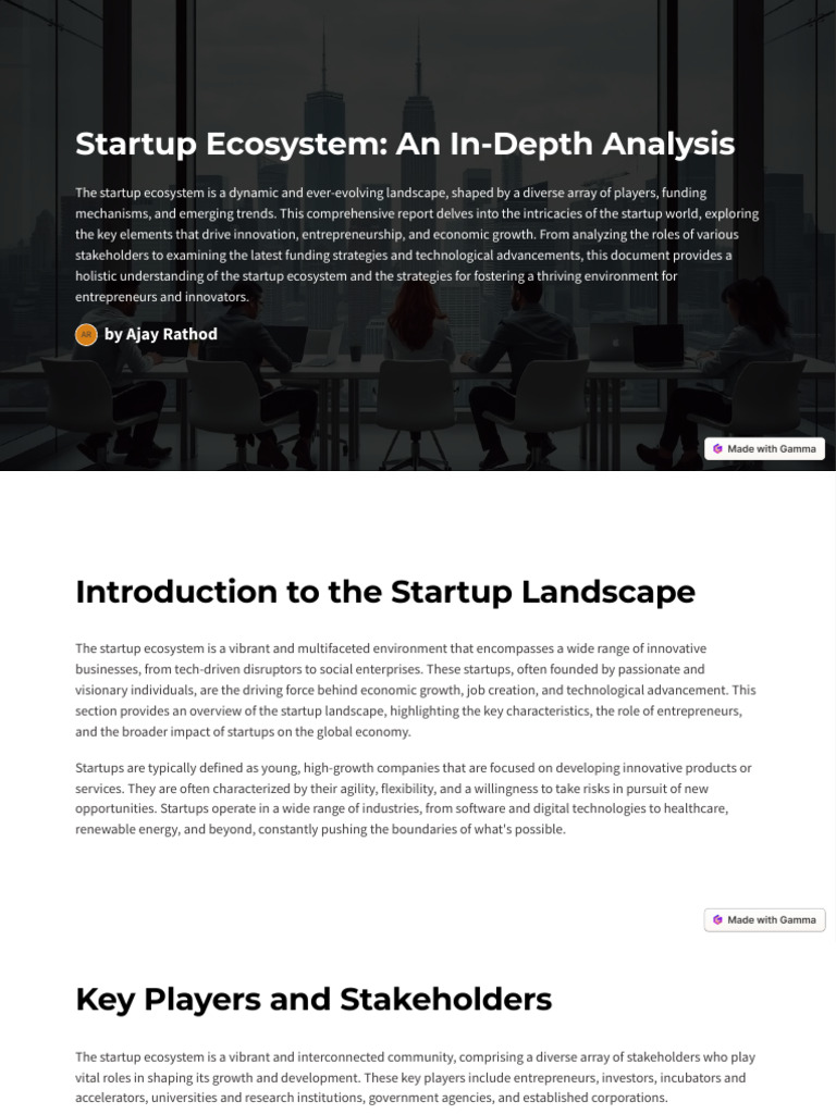 Startup Ecosystem An in Depth Analysis | PDF | Startup Company | Small ...