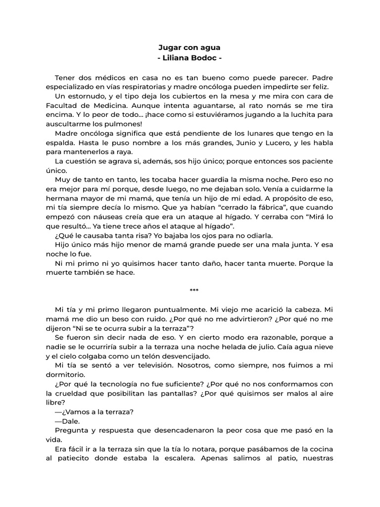 Jugar+Con+Agua+ +Liliana+Bodoc+ | PDF | Novela negra, policíaca y suspenso