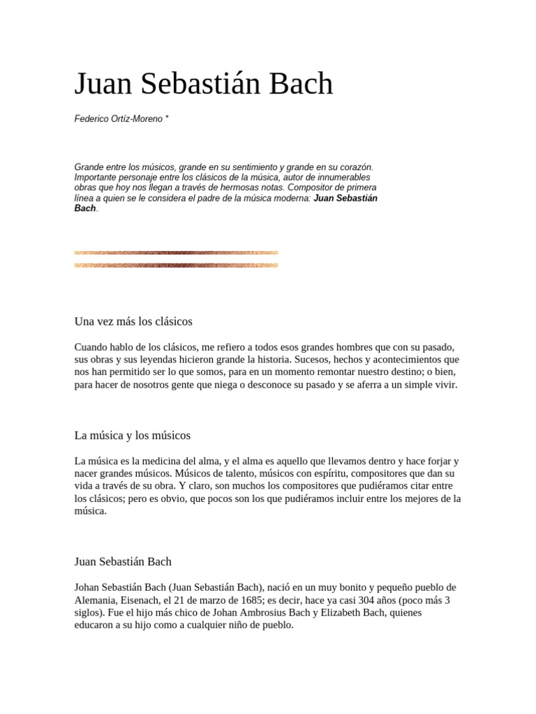 Biografía de Juan Sebastián Bach | PDF | Johann Sebastian Bach