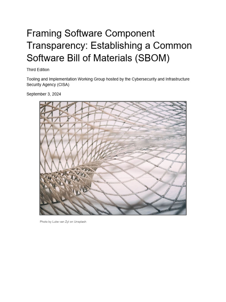 SBOM Framing Software Component Transparency 2024 | PDF | Supply Chain | Identifier