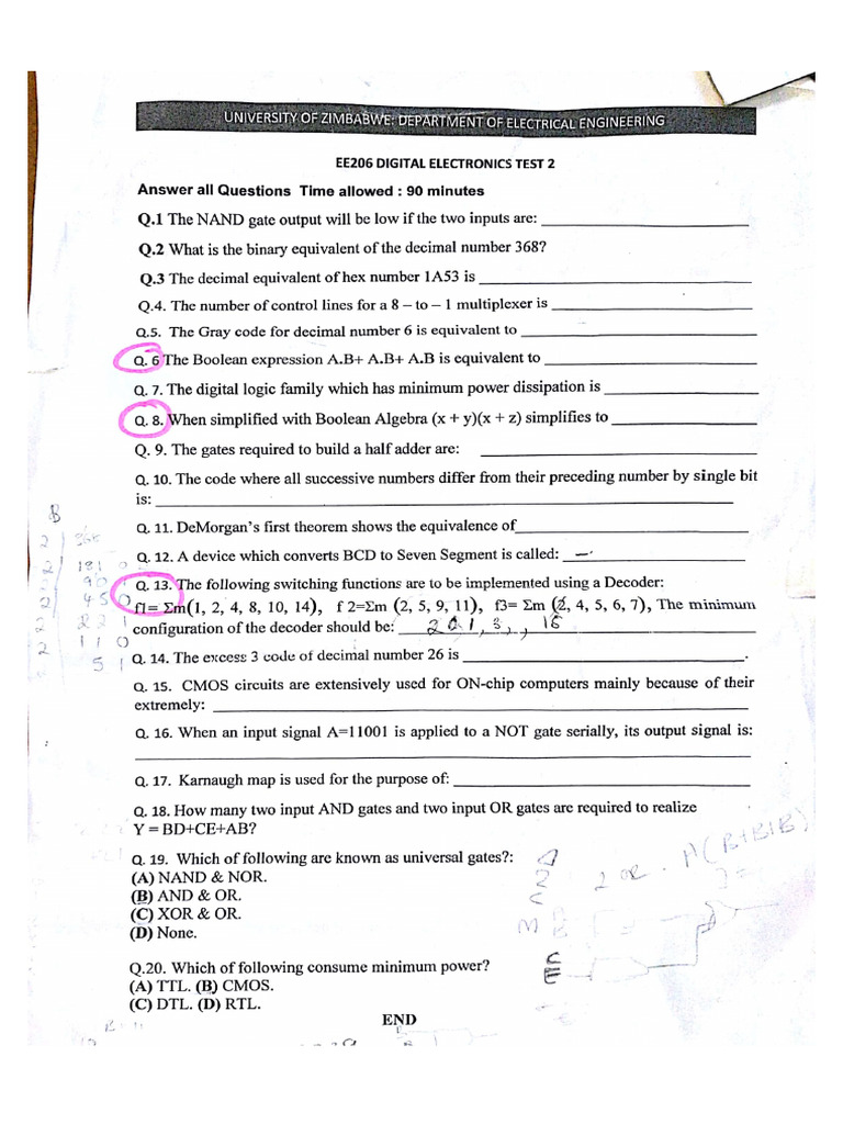 Digital Test Unmarked | PDF